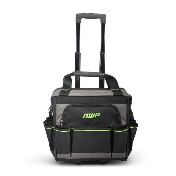 AWP Rolling 14 Inch Tool Bag with Telescoping Rubber Handle and Heavy ...