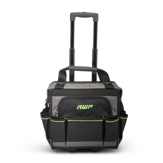 AWP Rolling 14 Inch Tool Bag with Telescoping Rubber Handle and Heavy ...