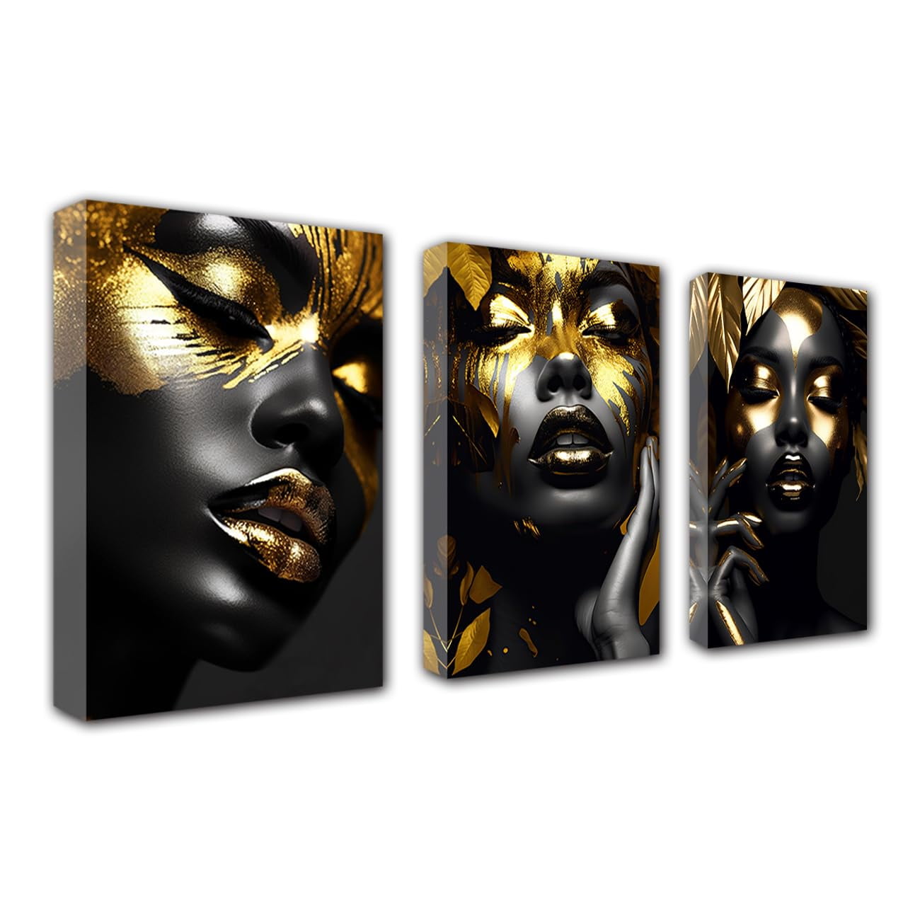 AWPANERAR African American Canvas Wall Art 3 Pieces Black Girl Pictures Posters Fashion Black ...