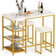 Costway 3 Piece Counter Height Dining Bar Table Set w/2 Stools&3 ...