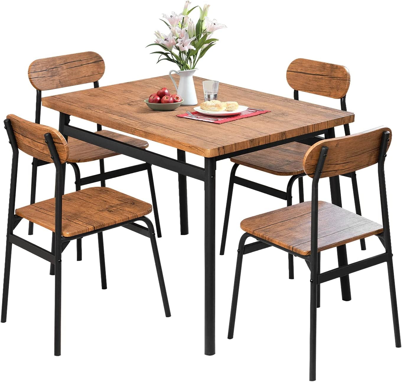 AWQM 43 Inch Dining Table Set for 4,Rectangular Table with 4 Chairs Set ...