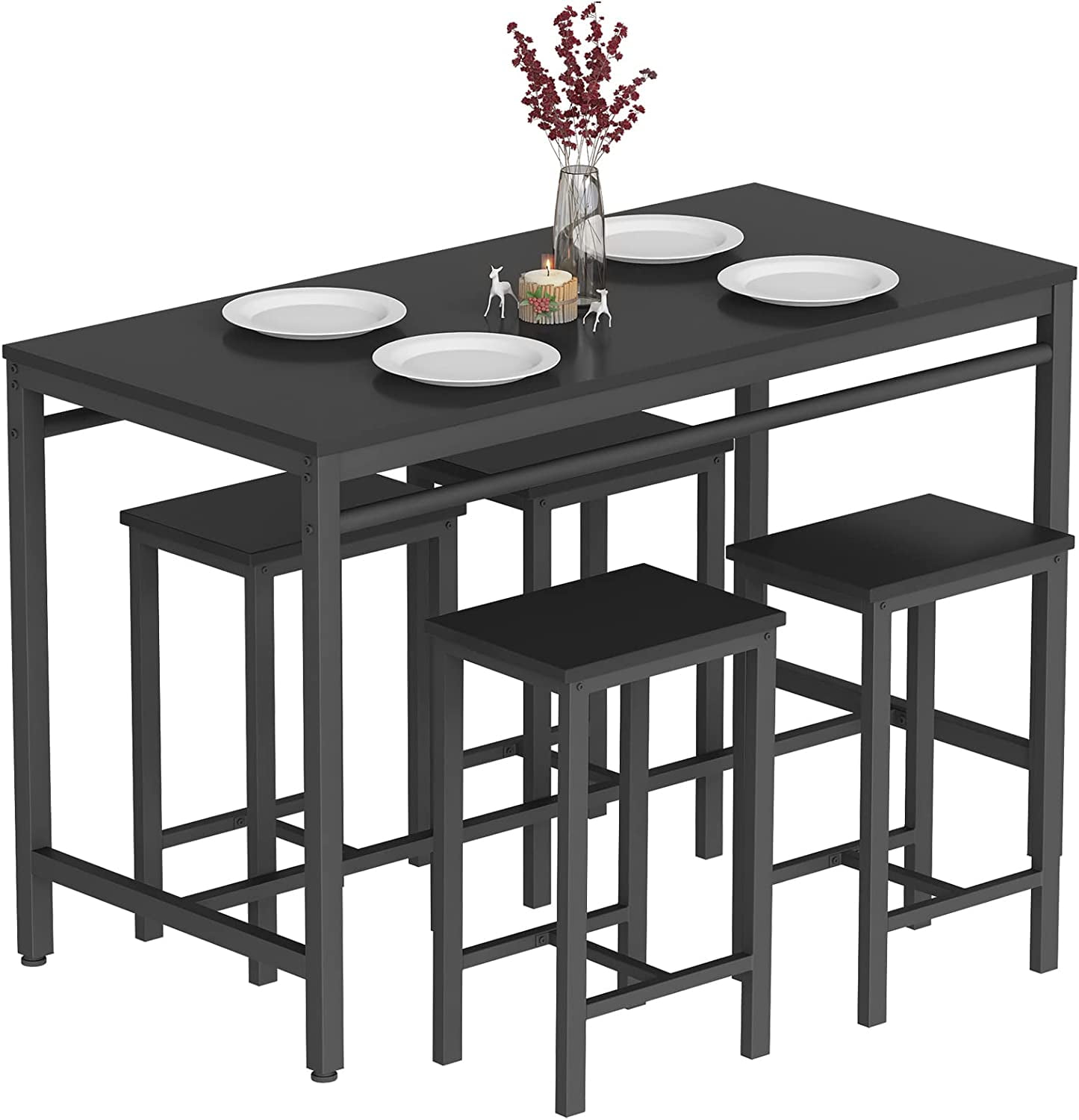 AWQM 5 Piece Bar Table Set, Modern Counter Height Dining Table and ...