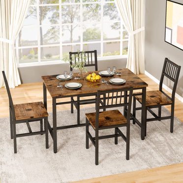 Dining Table Set, 5 Pieces Kitchen Dining Table with 4 Dining Chairs ...