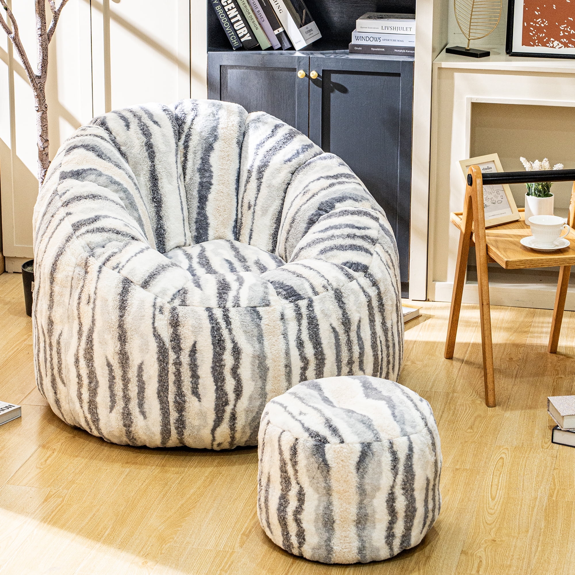 AWQM Adult Ultra Soy Sack Sofa Chair with Footrest, High-End Plush ...