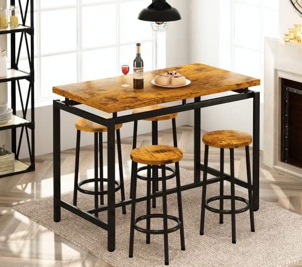 AWQM Bar Table and Chairs Set Industrial Counter Height Pub Table with ...