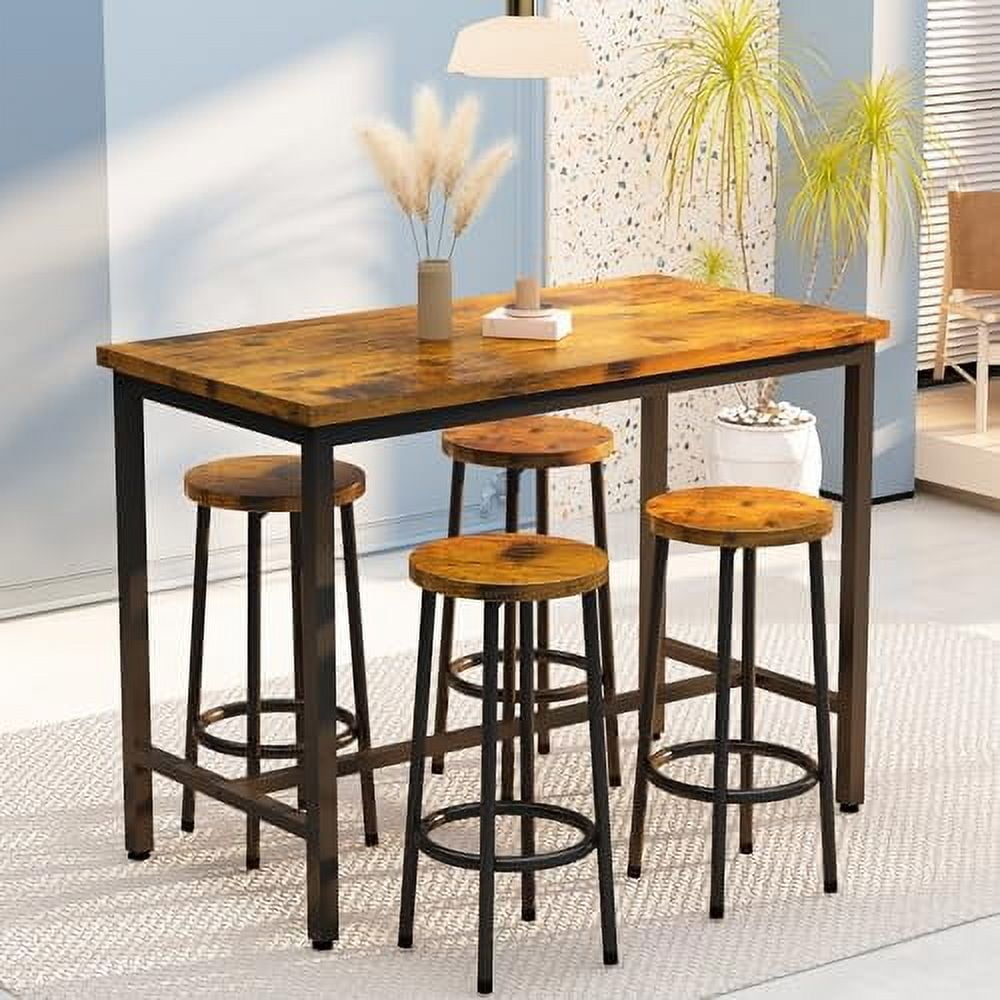AWQM Bar Table and Chairs Set Industrial Counter Height Pub Table with 4 Chairs Bar Table Set 5 ...
