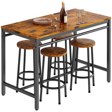 AWQM 5 Piece Bar Table Set, Kitchen Counter Height Table with 4 Stools ...
