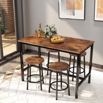 Costway 3PCS Bar Table Set Industrial Counter Height Dining Table Set w ...
