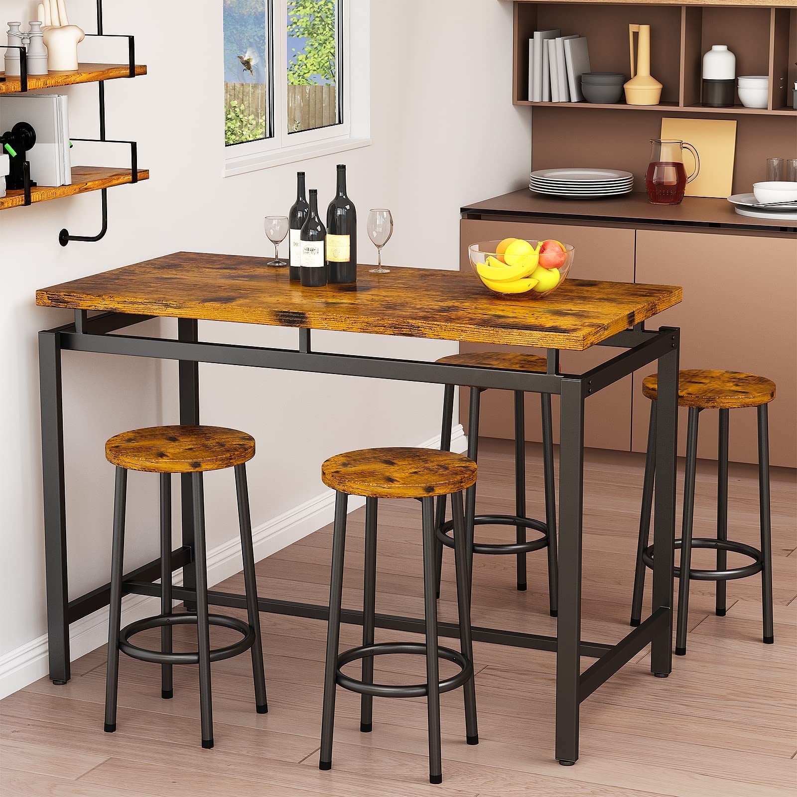 AWQM Counter Height Dining Table and Chairs Set for 4,5 Piece Bar Table ...