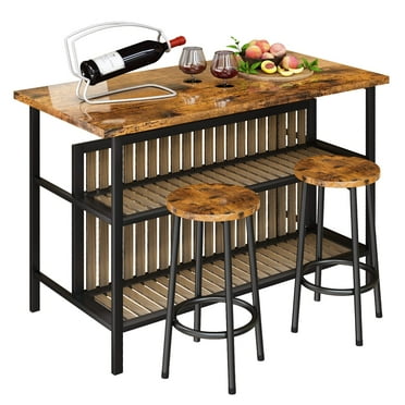AWQM 5 Piece Bar Table Set, Kitchen Counter Height Table with 4 Stools ...