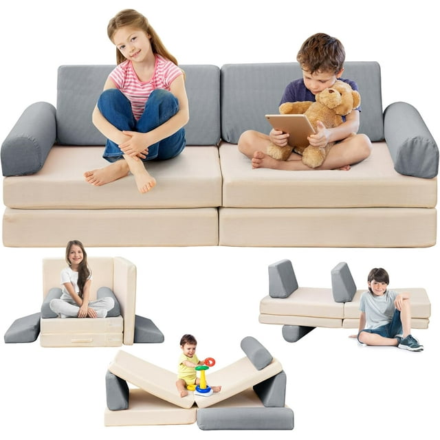 AWQM Modular Kids Play Couch, Nugget Couch Convertible Play Fort Kid ...