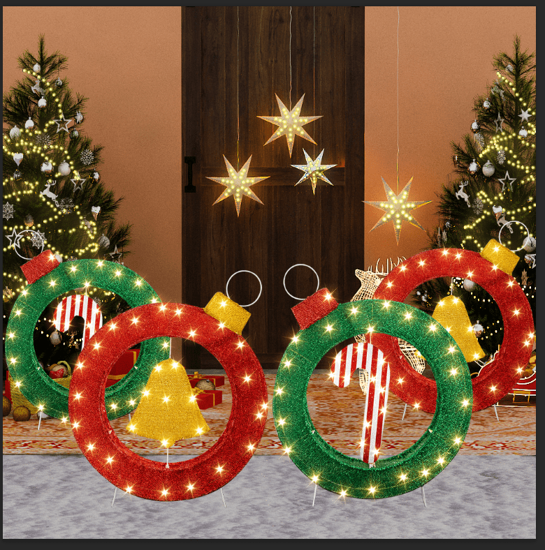 AWQM Pre-Lit Christmas Wreath with LED Lights, Christmas Lawn ...
