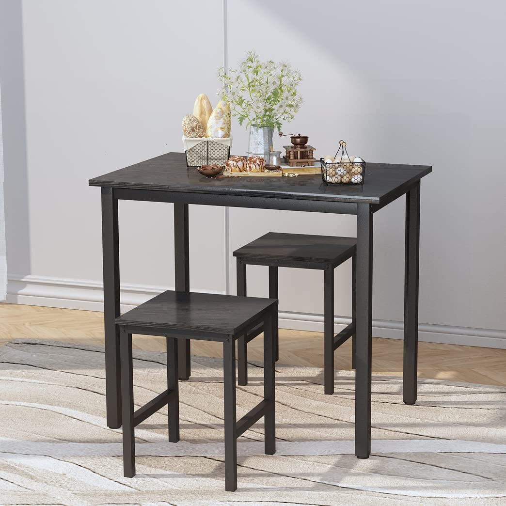 AWQM Small Kitchen Table Set for 2, Industrial Dining Breakfast Table ...