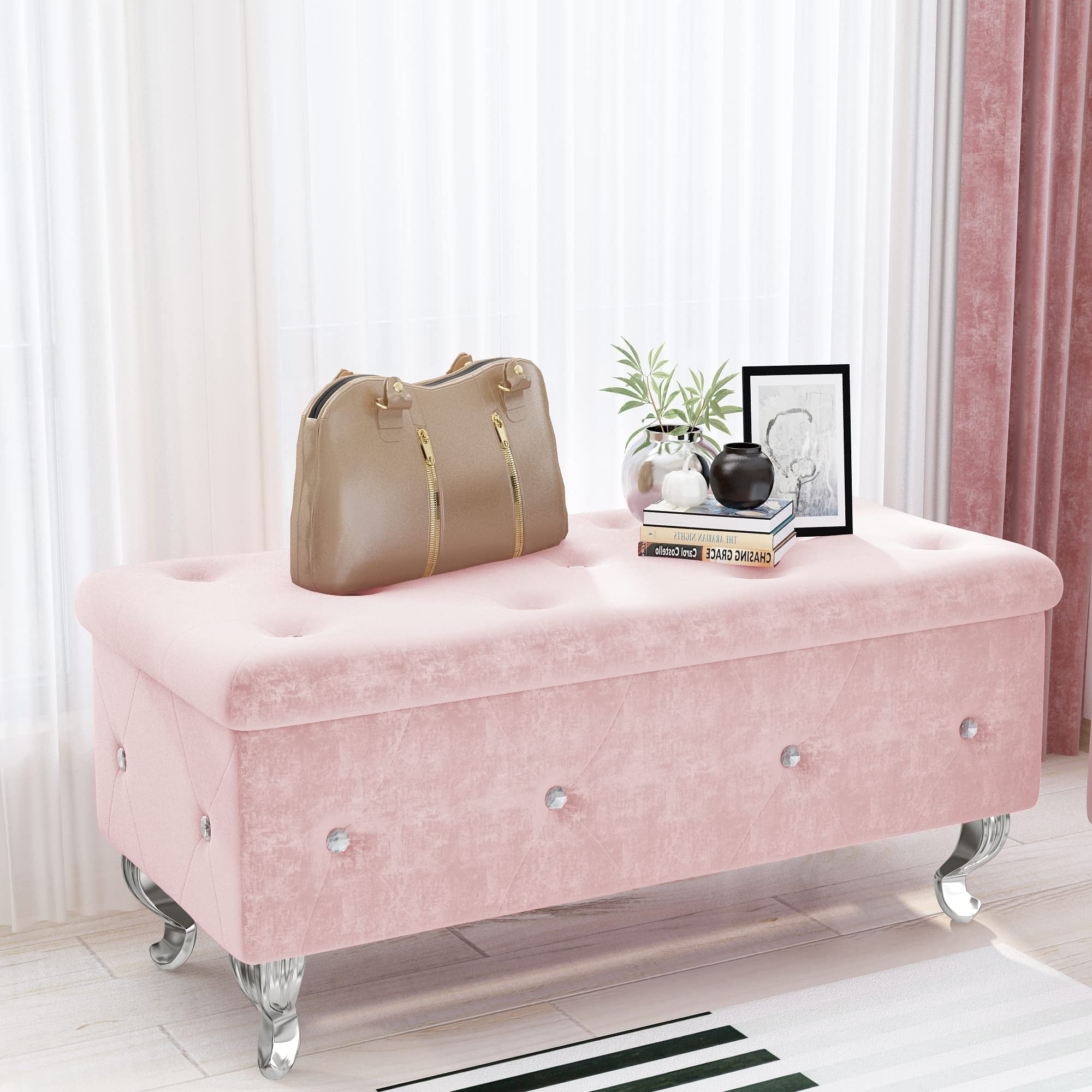 Awqm Upholstered Storage Ottoman Storage Ottoman Bench End Of Bed Bench