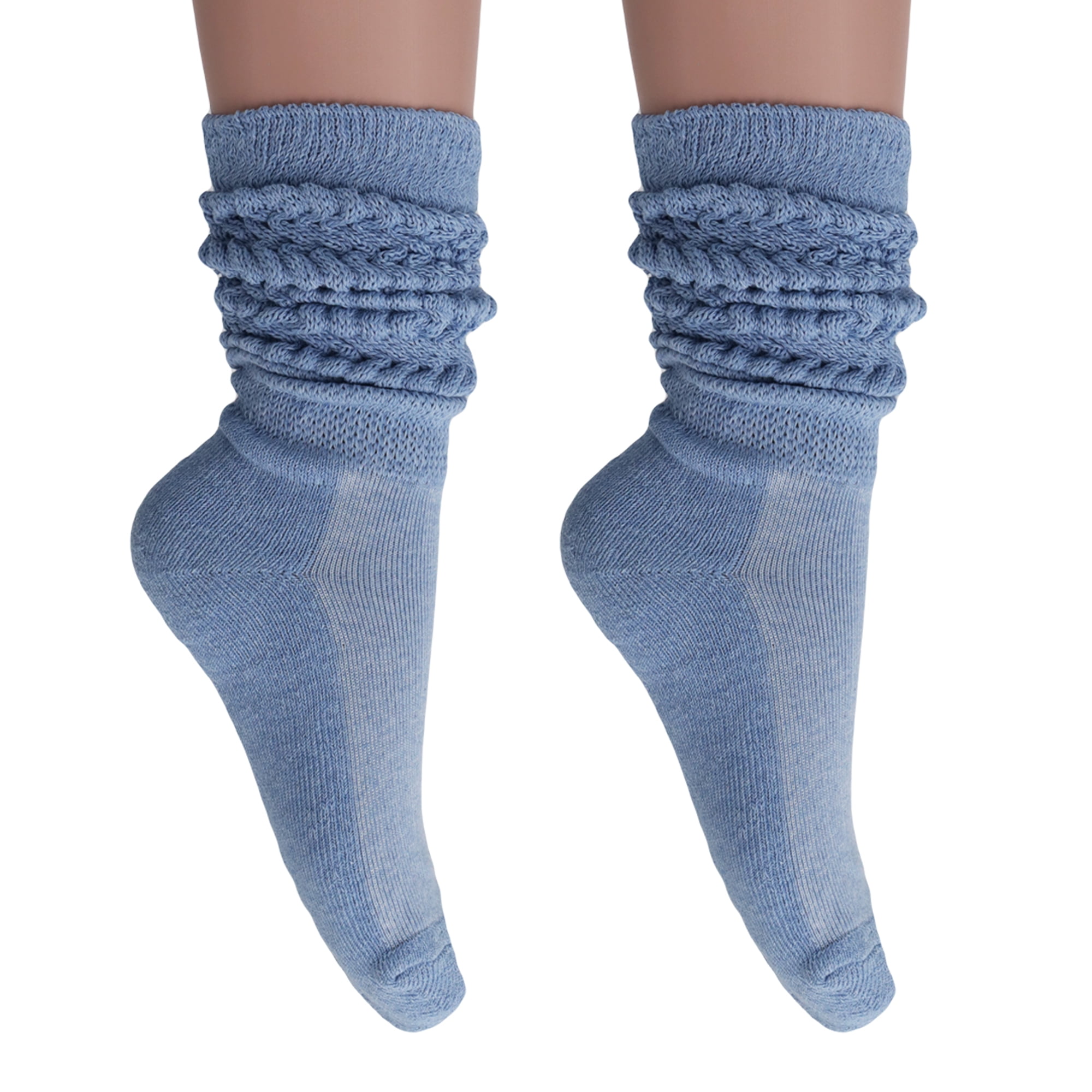 AWS/American Made 2 Pairs Extra Long Cotton Slouch Socks Shoe Size 5 to ...