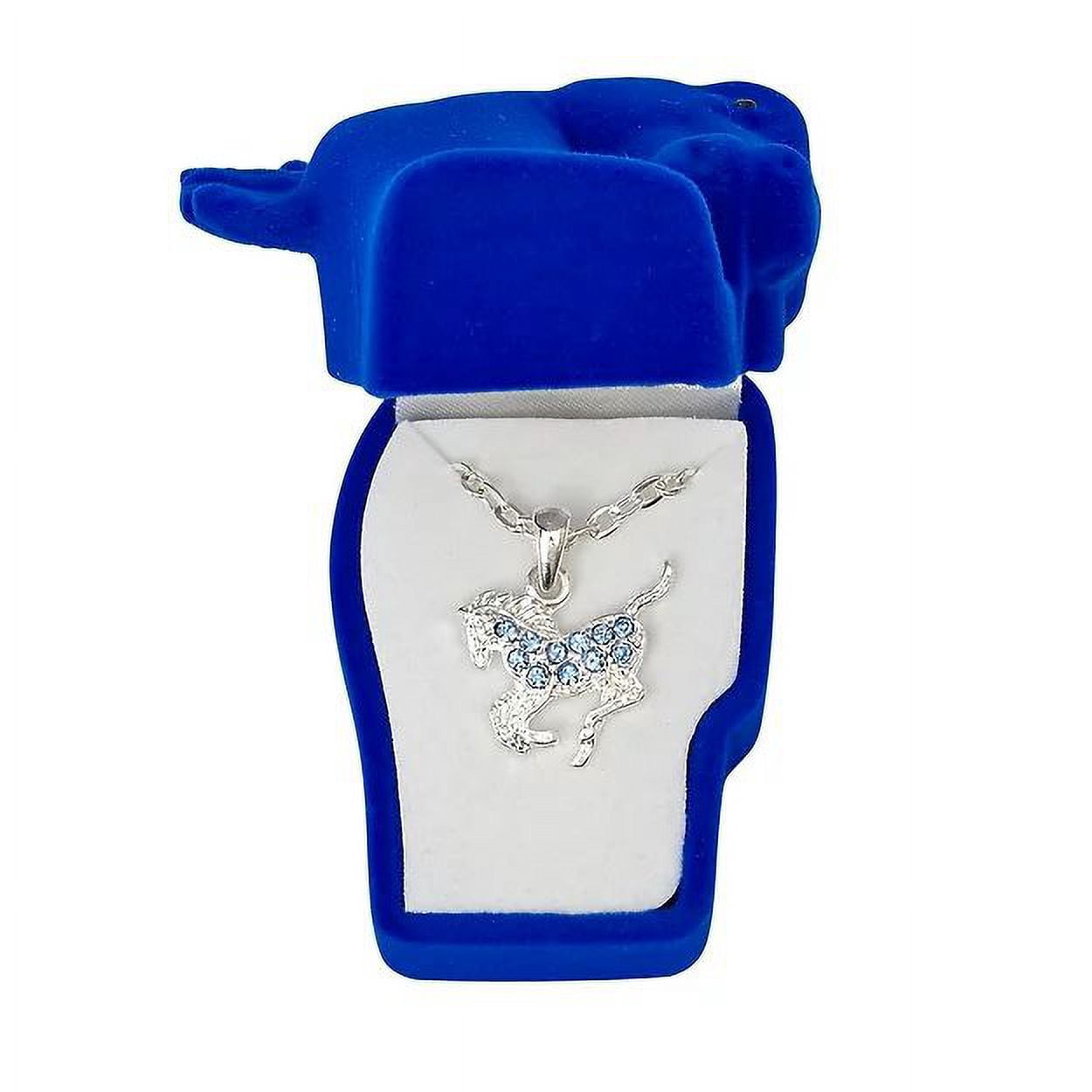 AWST Int'l Blue Precious Pony Necklace w/Blue Horse Head Gift Box ...