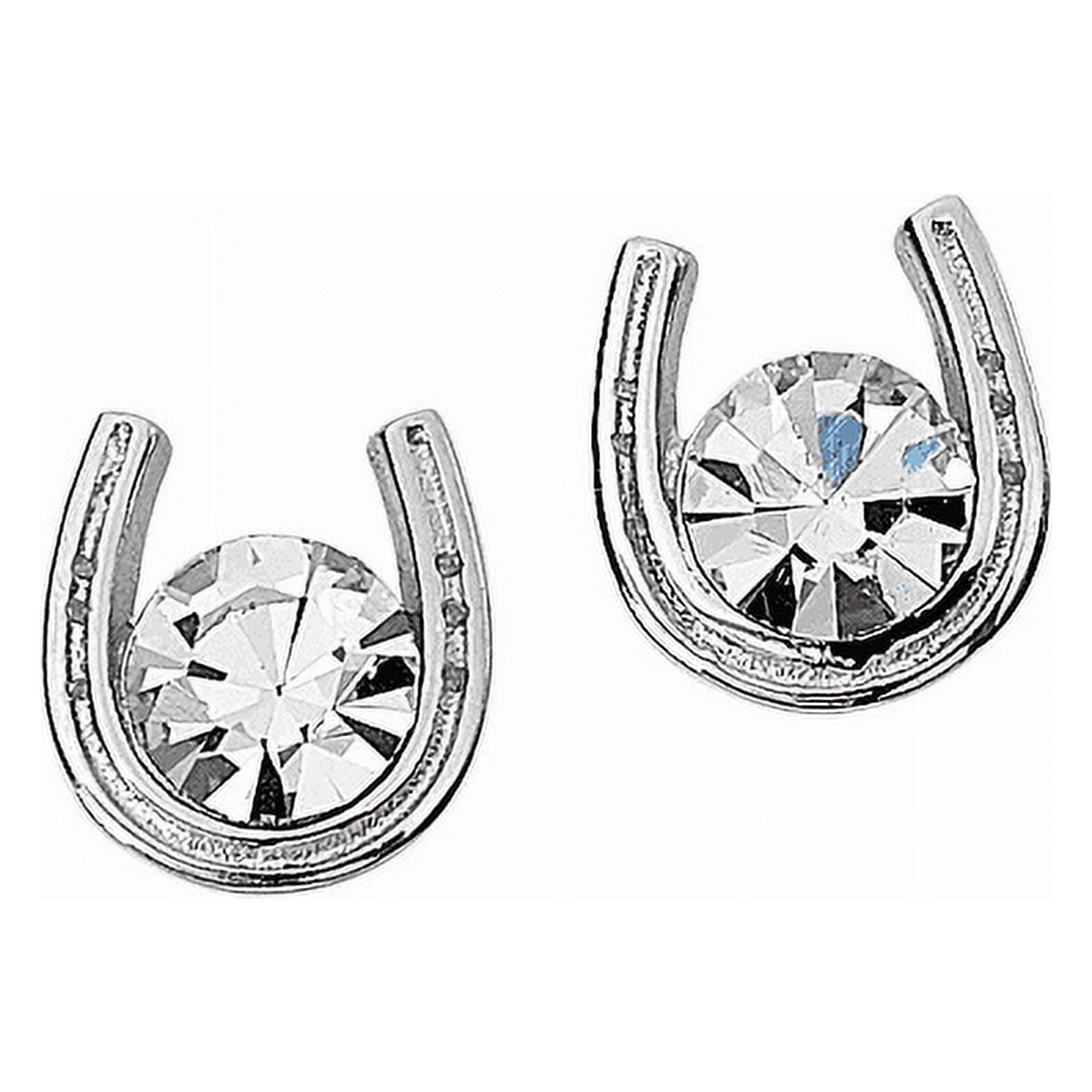 AWST Int'l Sterling Silver & CZ Horseshoe Stud Earrings - Walmart.com