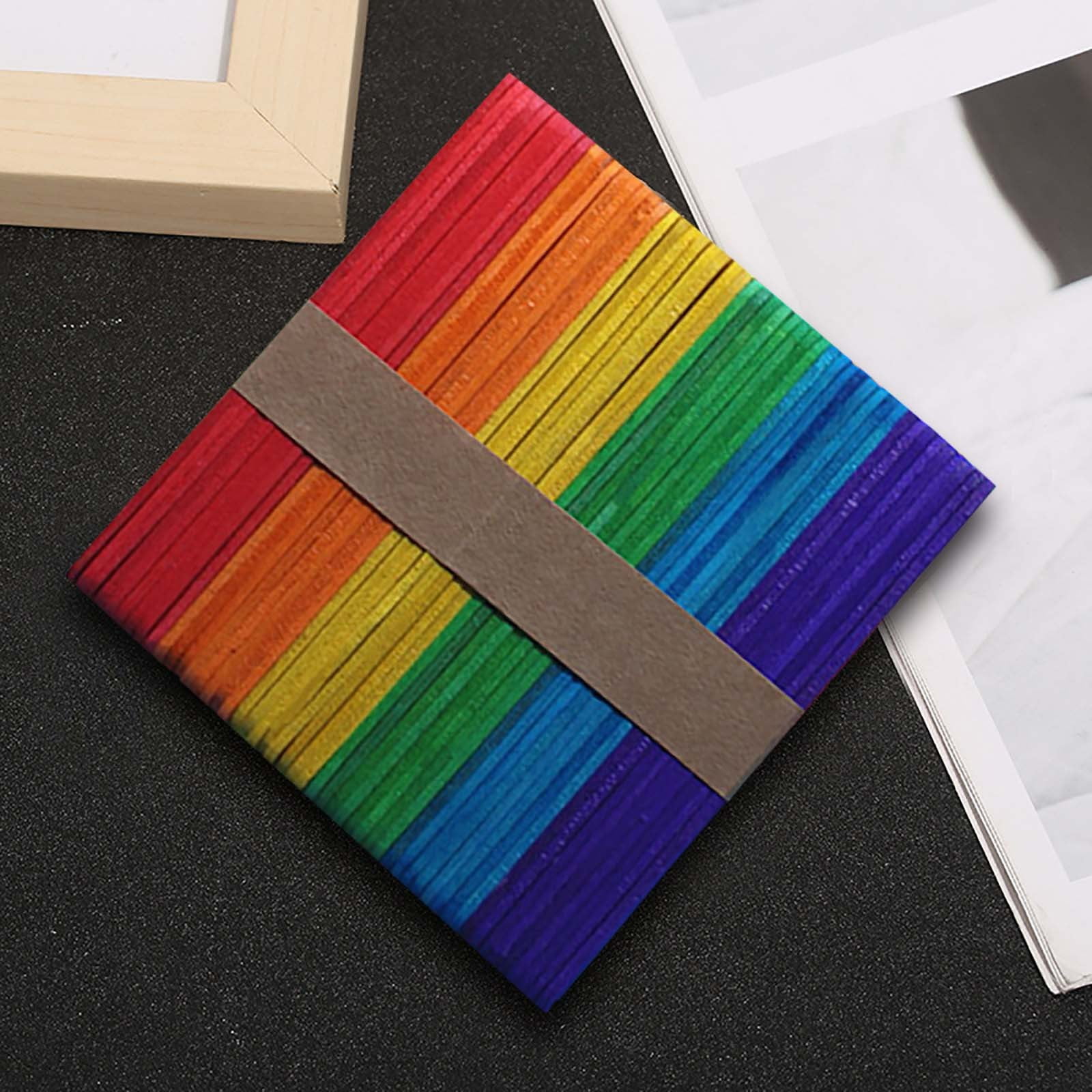 AWULZFENGGG 50 Colored Sticks 7 Inch Natural Colored Wooden Craft ...