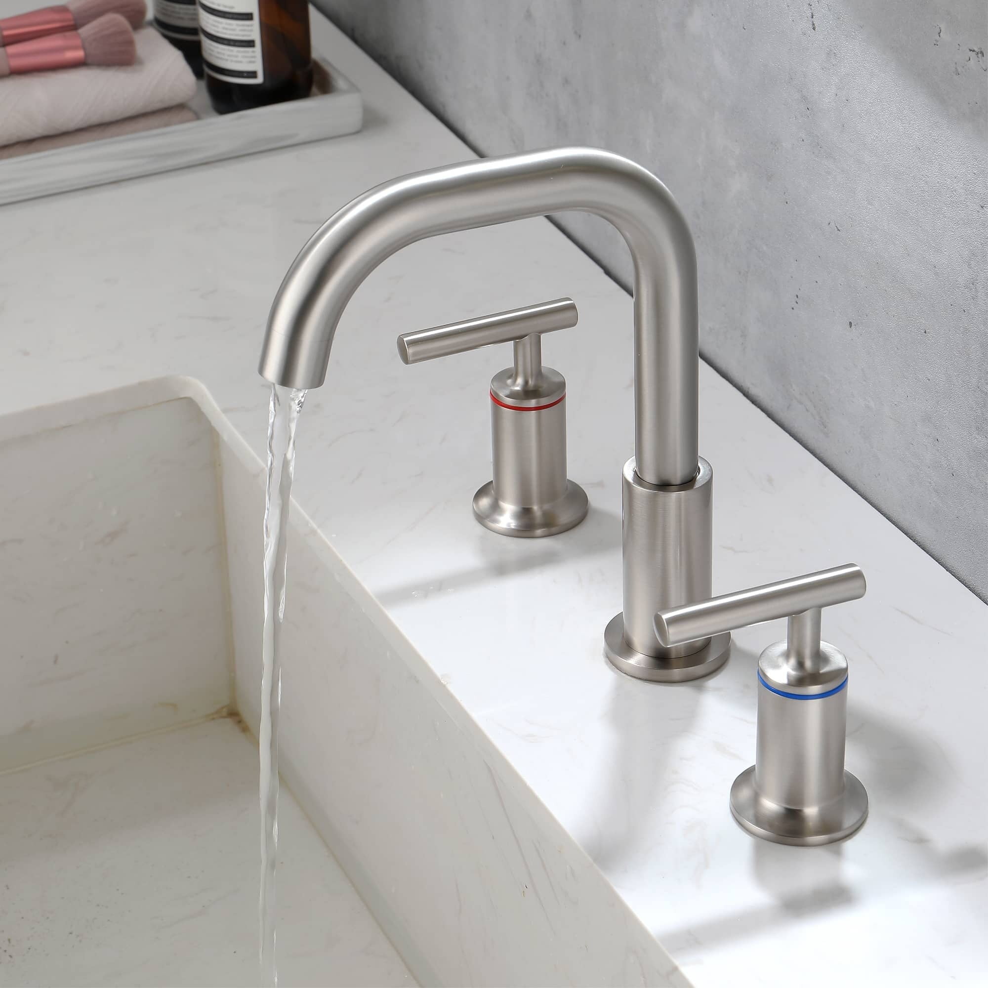 AWZTOO Widespread Bathrom Faucet 3 Hoes Modern 8 Inch Bathroom Sink ...