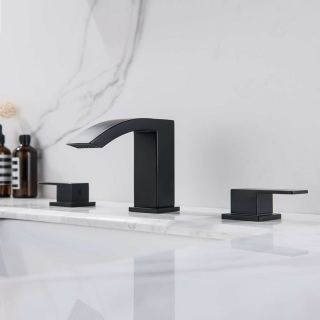 AWZTOO Widespread Bathroom Faucet Waterfall 3 Holes Bathroom Sink ...