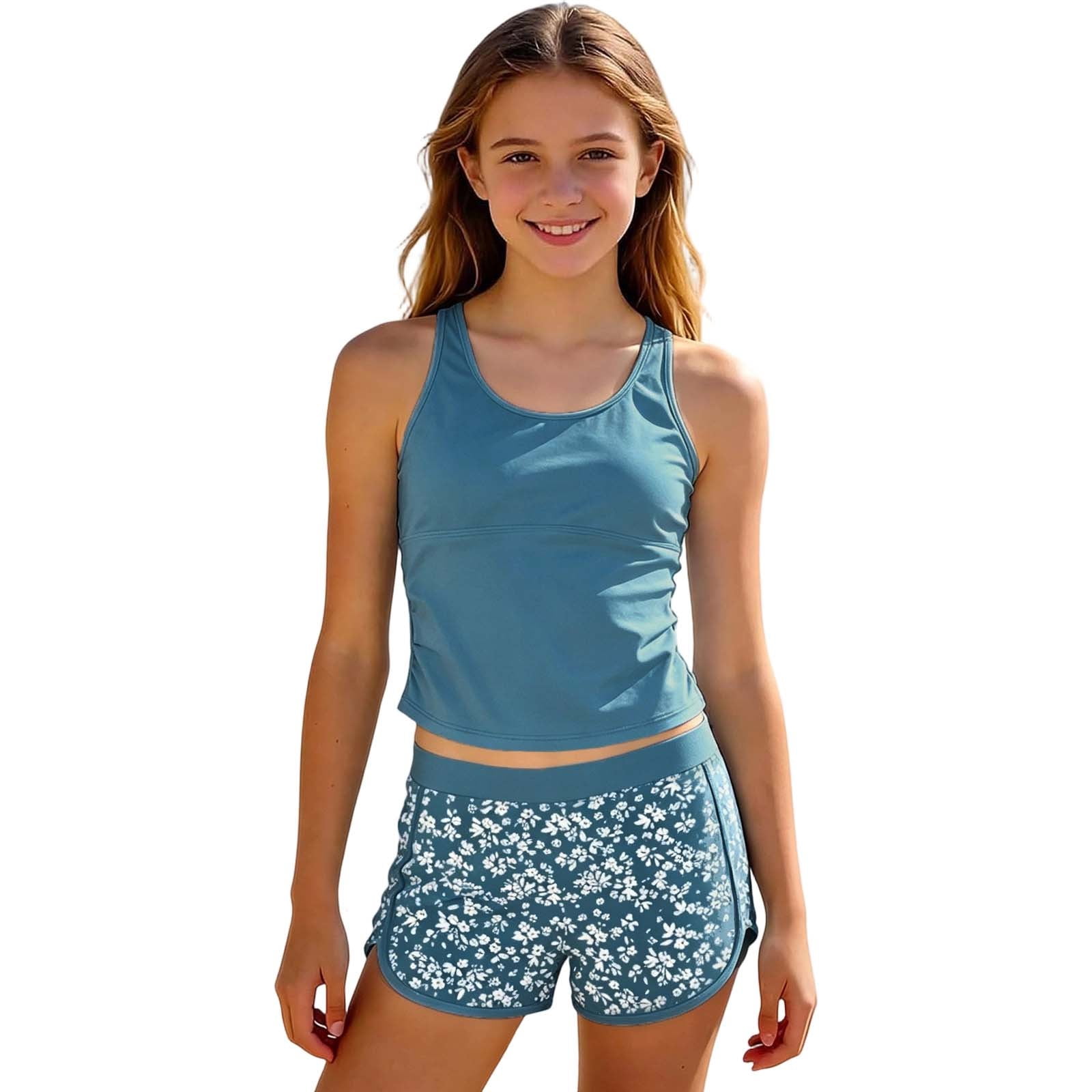 AWZXDE 3 Piece Tankini Bathing Suit Set Fashion Print Split Beach ...