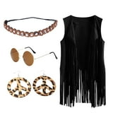 AWZXDE 4-Piece Women's Fashion Set Sleeveless Fringe Vest with Necklace ...