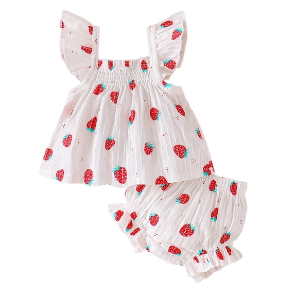 AWZXDE Adorable Girls Summer Outfit Cute Print Top And Shorts Comfy ...
