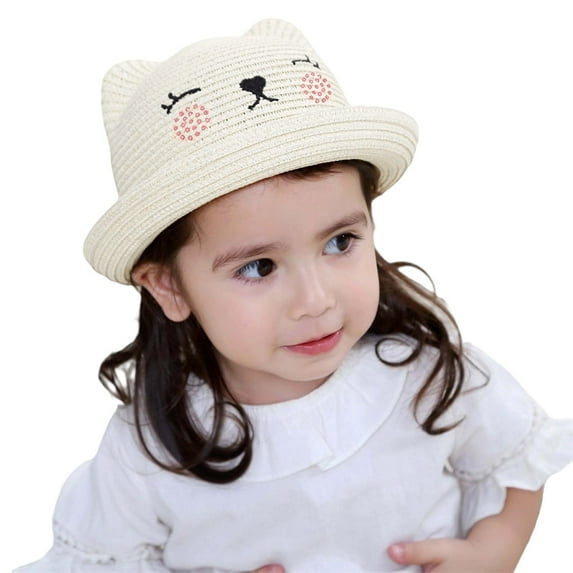 AWZXDE Adorable Kids Sun Hat Bear Design Kids Sun Hat For Girls Wide ...