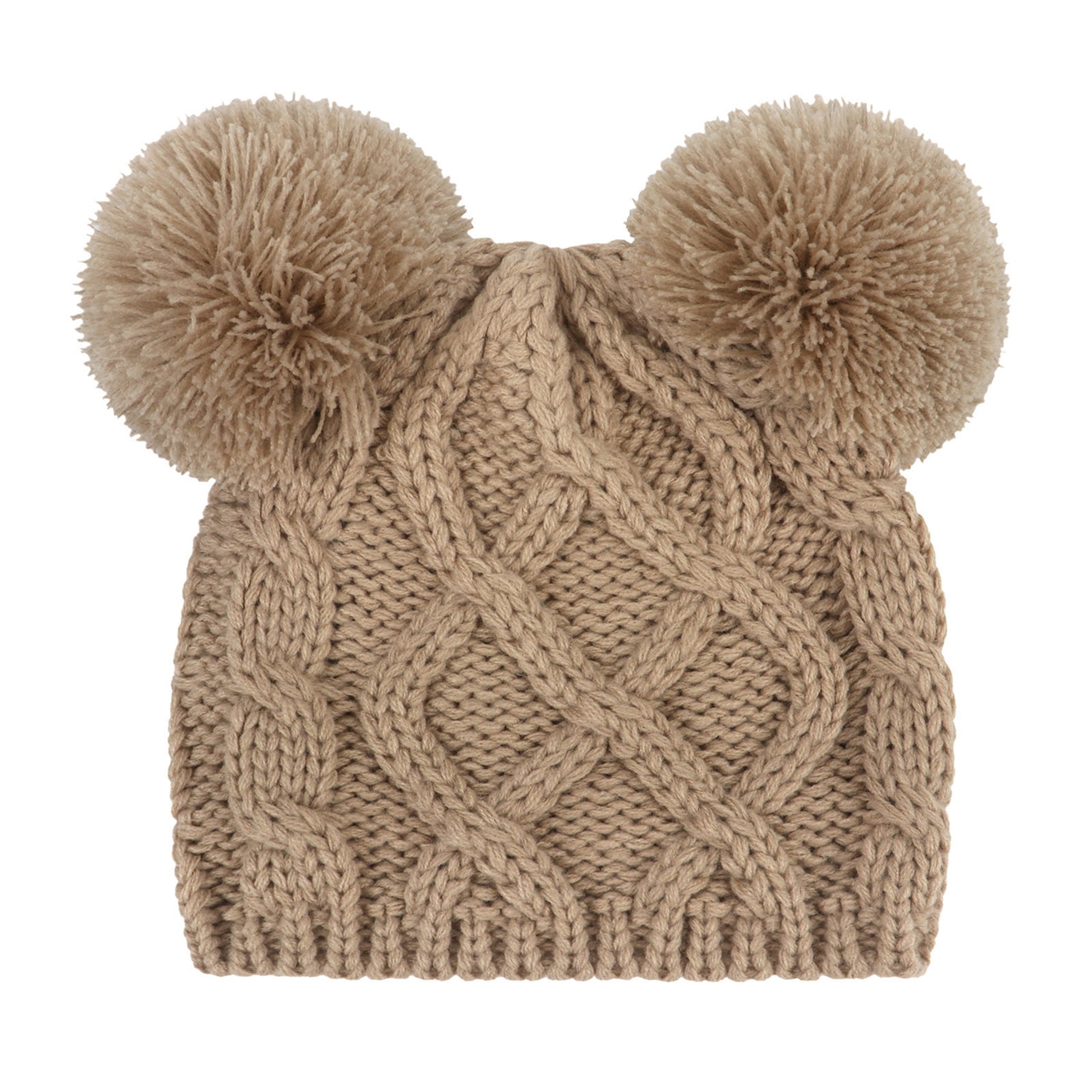 AWZXDE Baby Knit Winter Hat With Double Balls And Bear Design Baby Hats ...