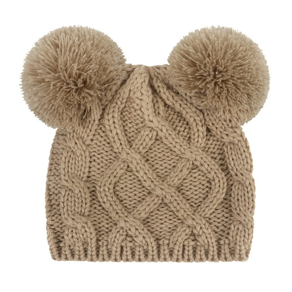 AWZXDE Baby Knit Winter Hat With Double Balls And Bear Design Baby Hats ...