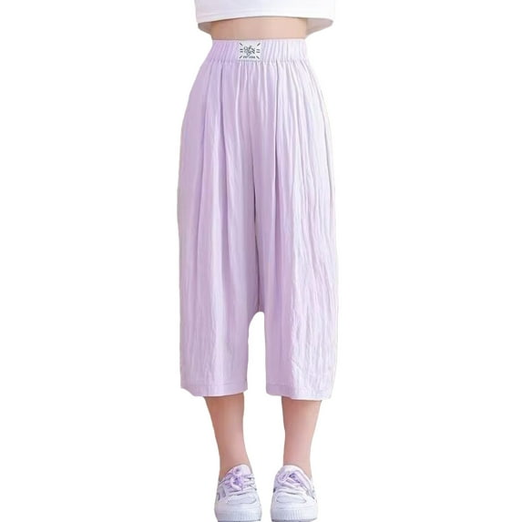 AWZXDE Big Kids Seven Parts Pants Summer Girls Lightweight Pure Color ...