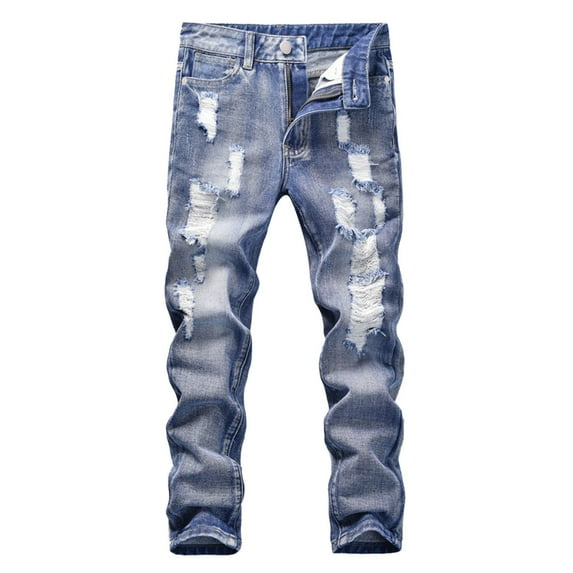 AWZXDE Boys Big Kids Fashion Ripped Jeans Daily Loose Fit Casual Long ...
