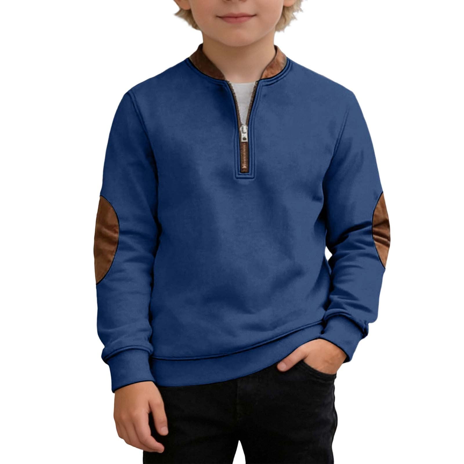 AWZXDE Boys Color Block Pullover Sweatshirt Long Sleeve Half Zip ...