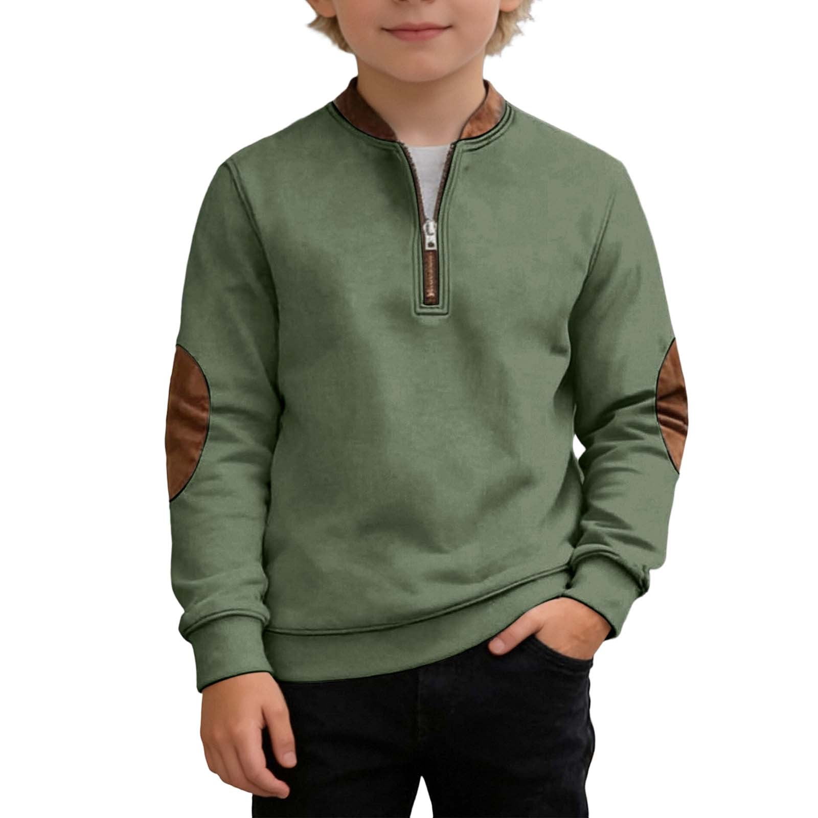 AWZXDE Boys Color Block Pullover Sweatshirt Long Sleeve Half Zip ...