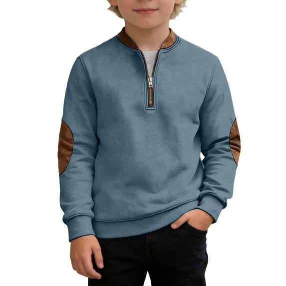 AWZXDE Boys Color Block Pullover Sweatshirt Long Sleeve Half Zip ...