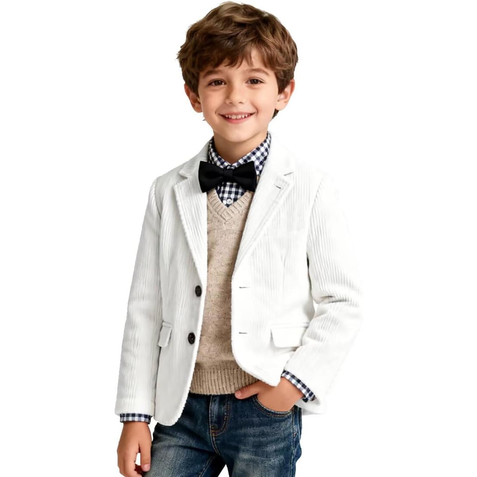 AWZXDE Boys Corduroy Formal Suit Jacket Three Button Thickened Kids ...