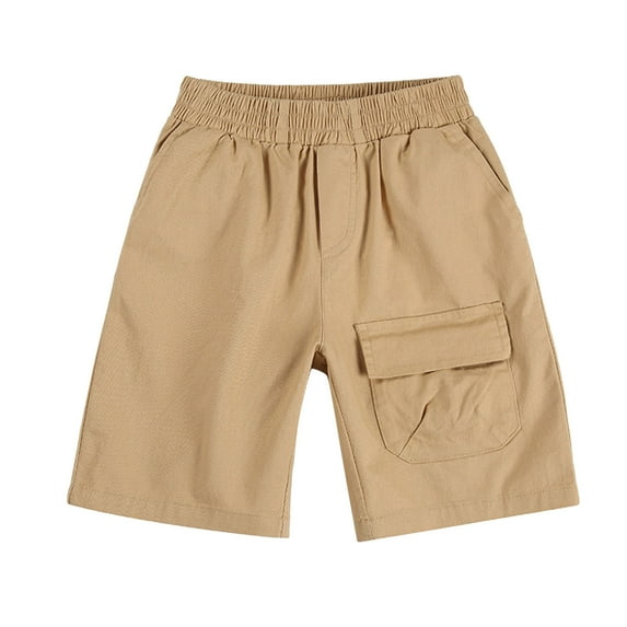 AWZXDE Boys Cotton Cargo Shorts For Boys 7 Inch Inseam Solid Color ...