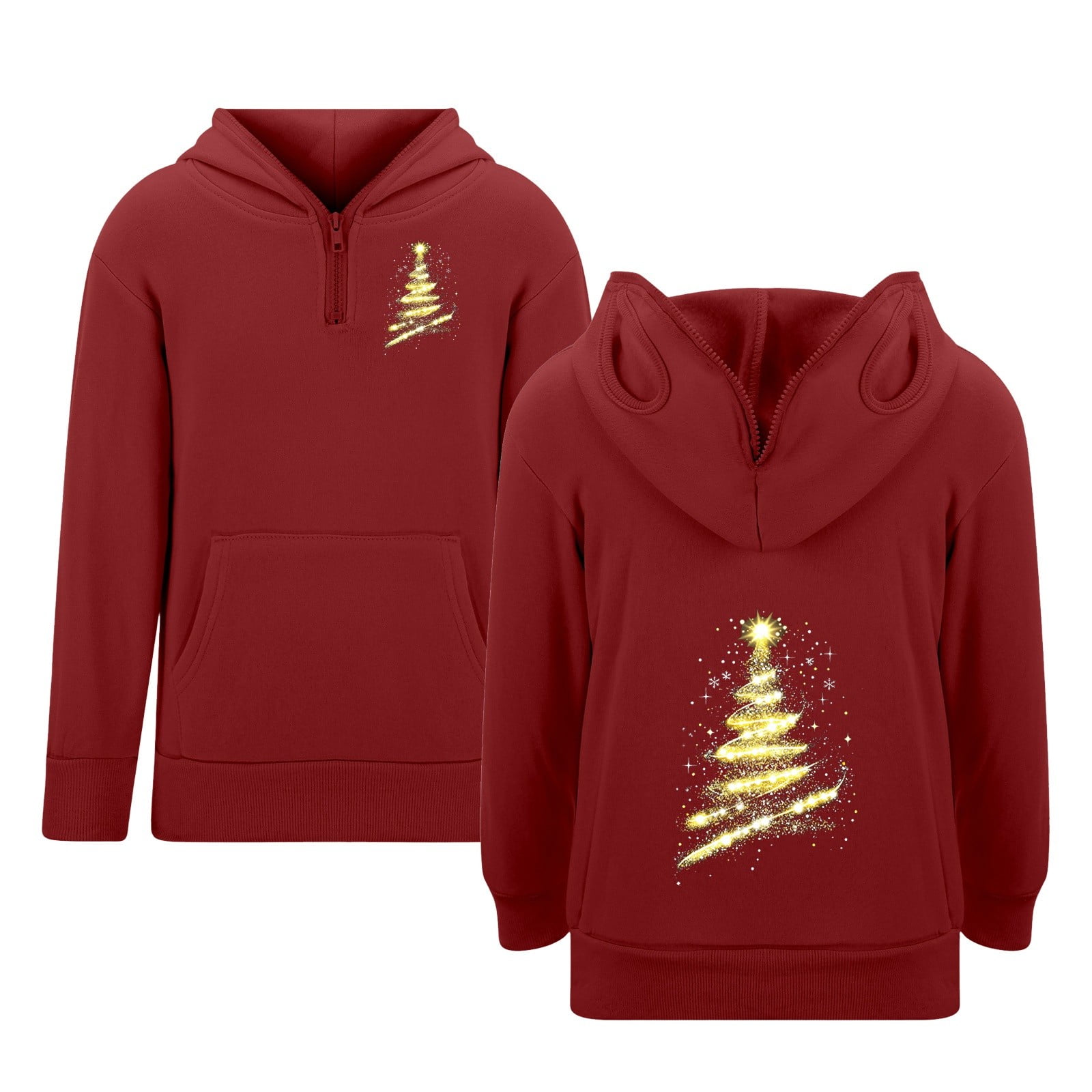 AWZXDE Boys Girls Christmas Hoodie Fashion Solid Color Christmas ...