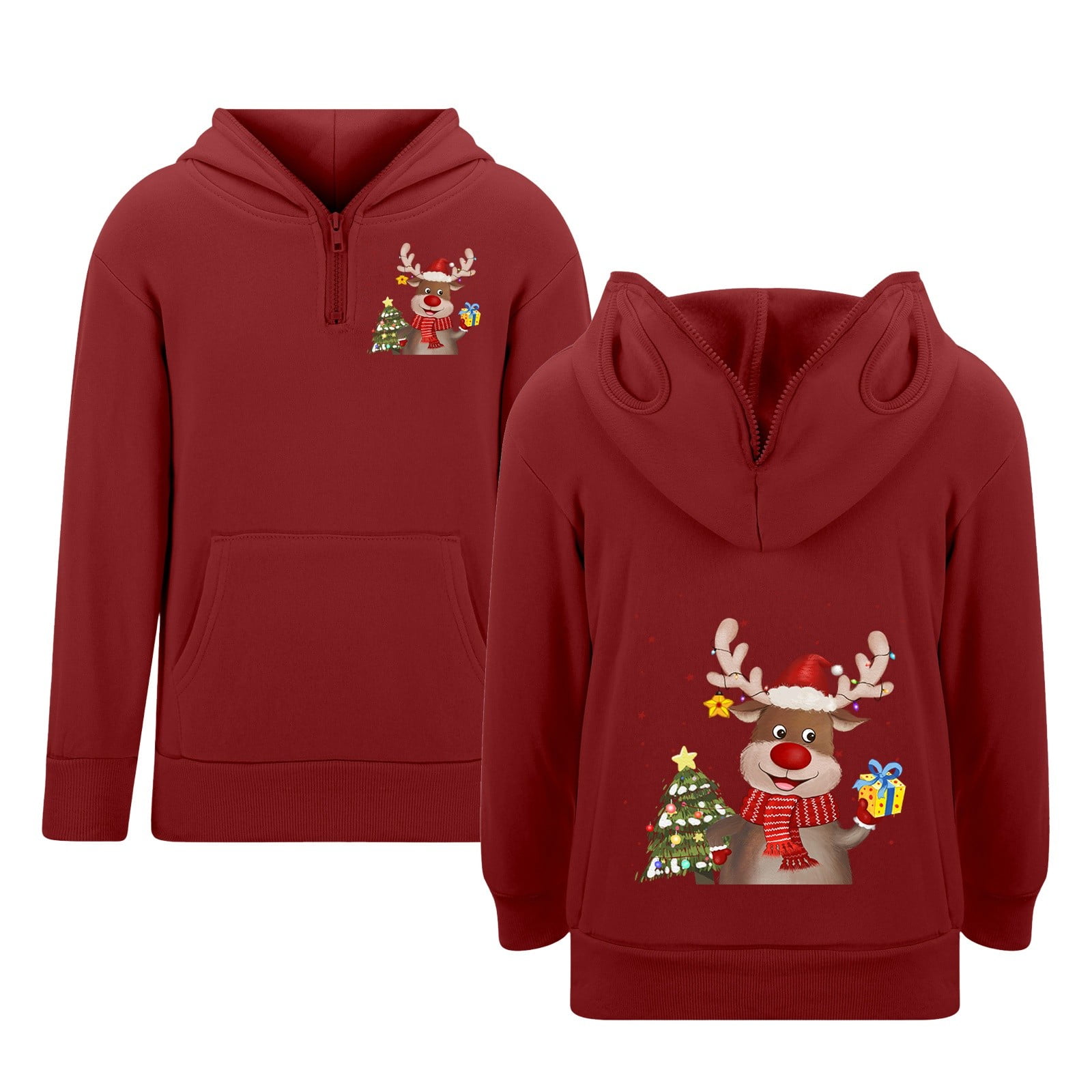 AWZXDE Boys Girls Christmas Hoodie Fashion Solid Color Christmas ...
