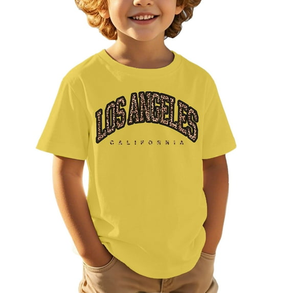 AWZXDE Boys Girls Fashion Letter Print Short Sleeve T Shirt Kids Casual ...