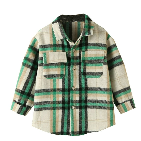 AWZXDE Boys Girls Plaid Long Sleeve Shirt Top Coat For Autumn Winter 7 ...