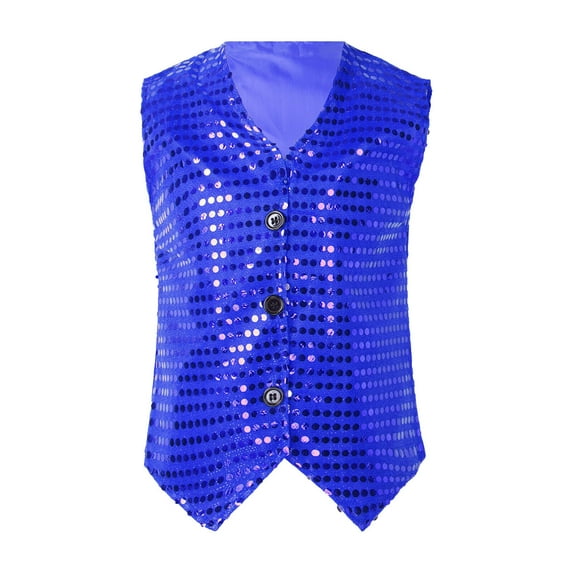 AWZXDE Boys Sequin Glitter Vest Top For Performance Stage Show Party ...