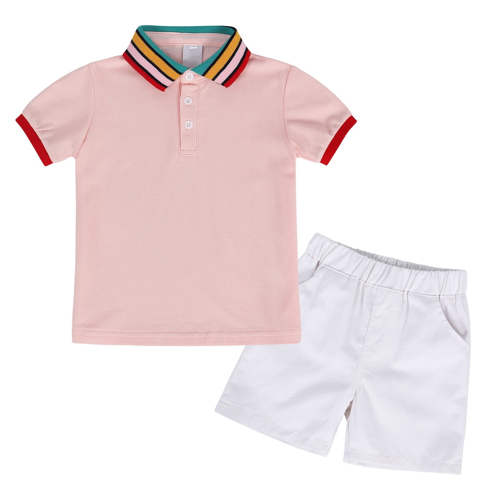 AWZXDE Boys Set Warm Weather Rainbow Collared Shirt Short Sleeve T ...