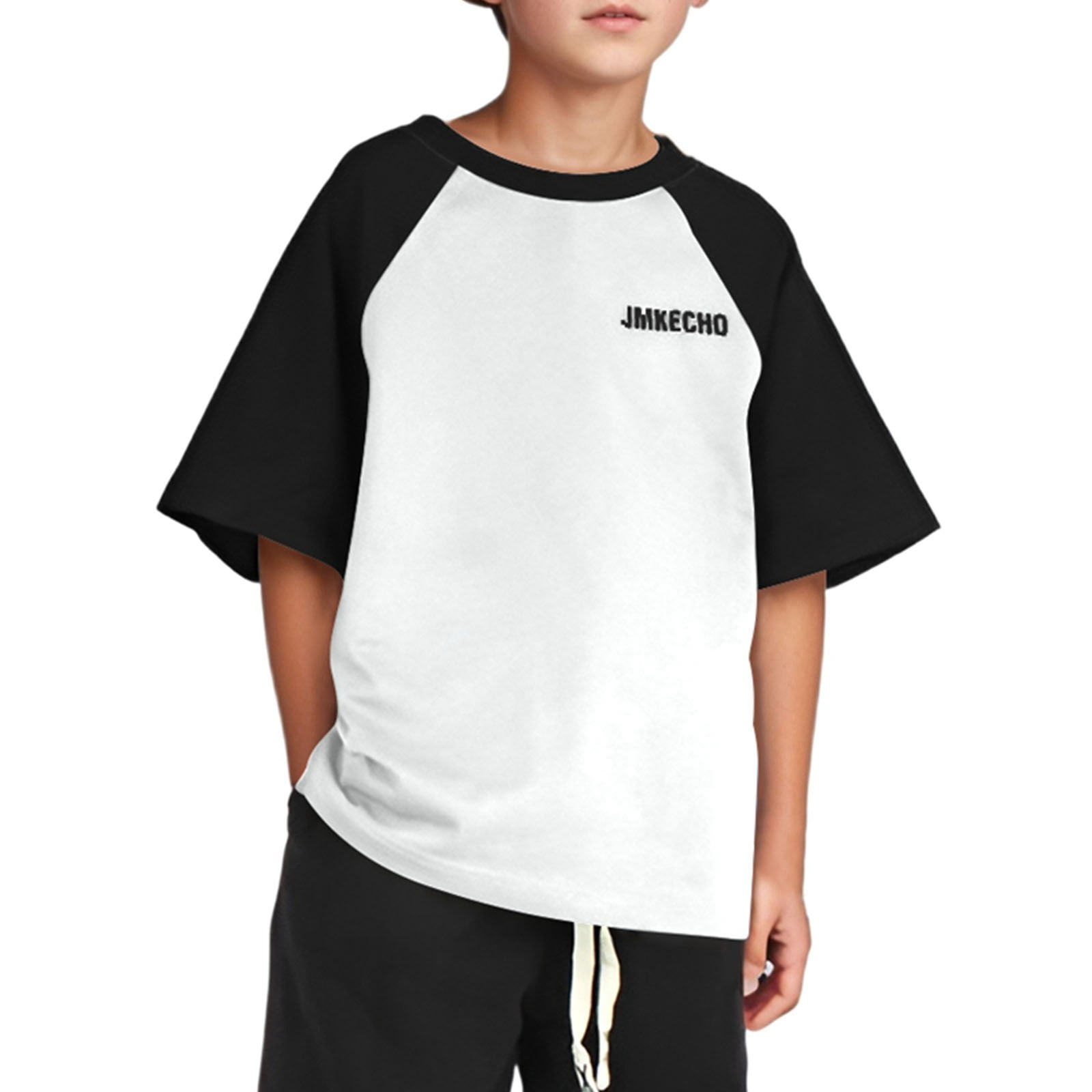 AWZXDE Boys T Shirt Short Sleeve Round Neck Letter Print Color Block ...