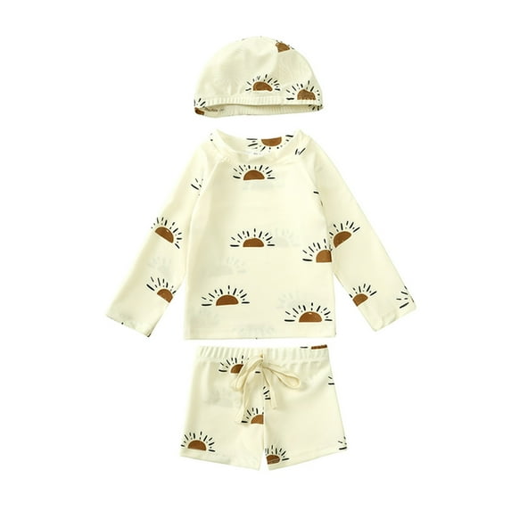 AWZXDE Boys Three Pcs Swimsuit Set Long Sleeve Rash Guard Swim Trunks ...