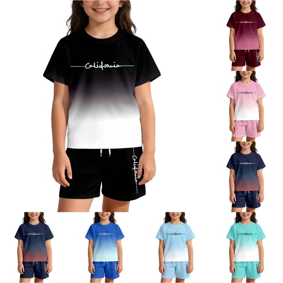 AWZXDE Bright Summer Cityscape Gradient Print Outfit For Kids Alphabet ...