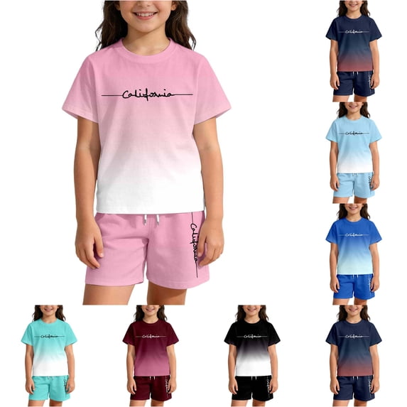AWZXDE Bright Summer Cityscape Gradient Print Outfit For Kids Alphabet ...