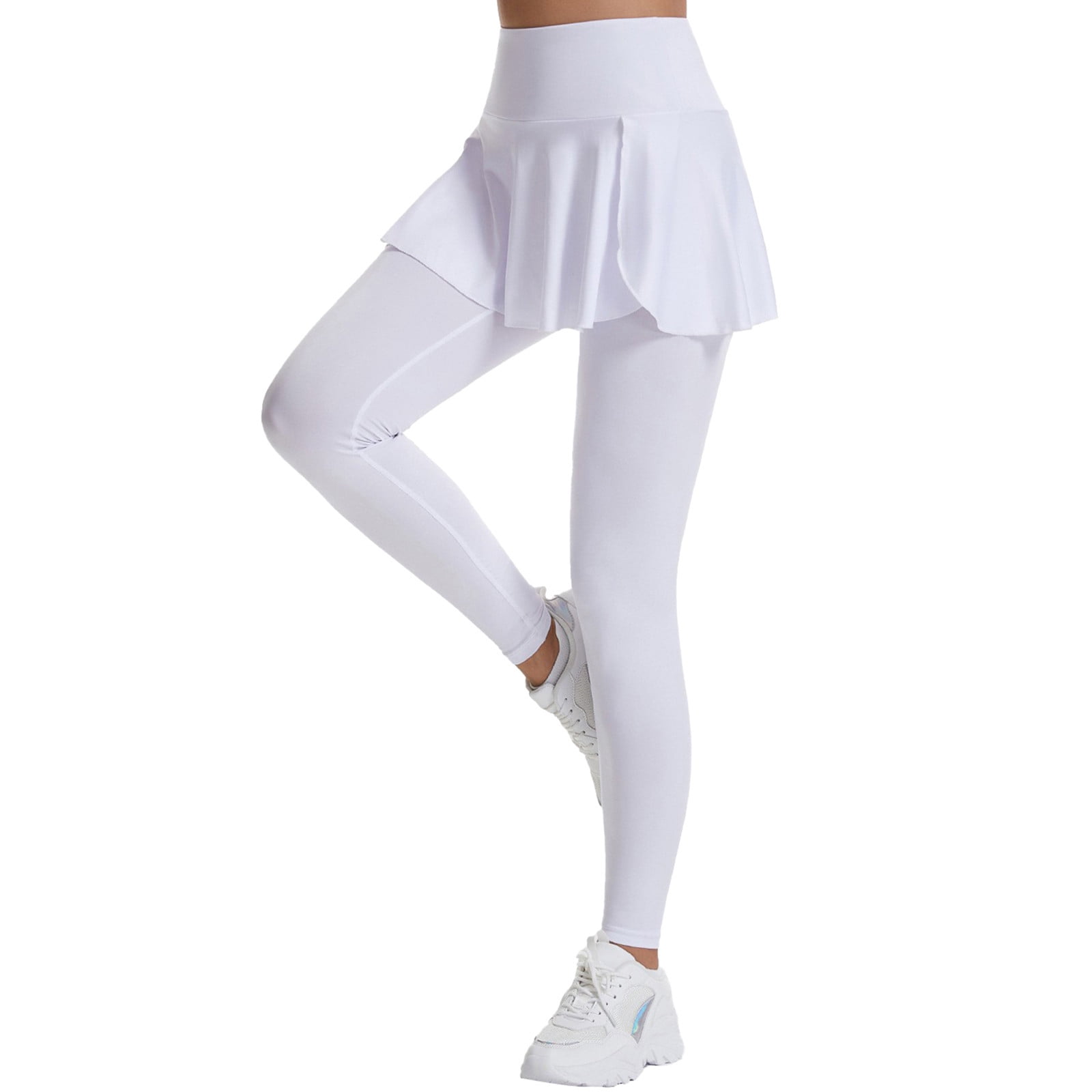 AWZXDE Built-in Skirt Yoga Pants for Women High Waist See Through ...
