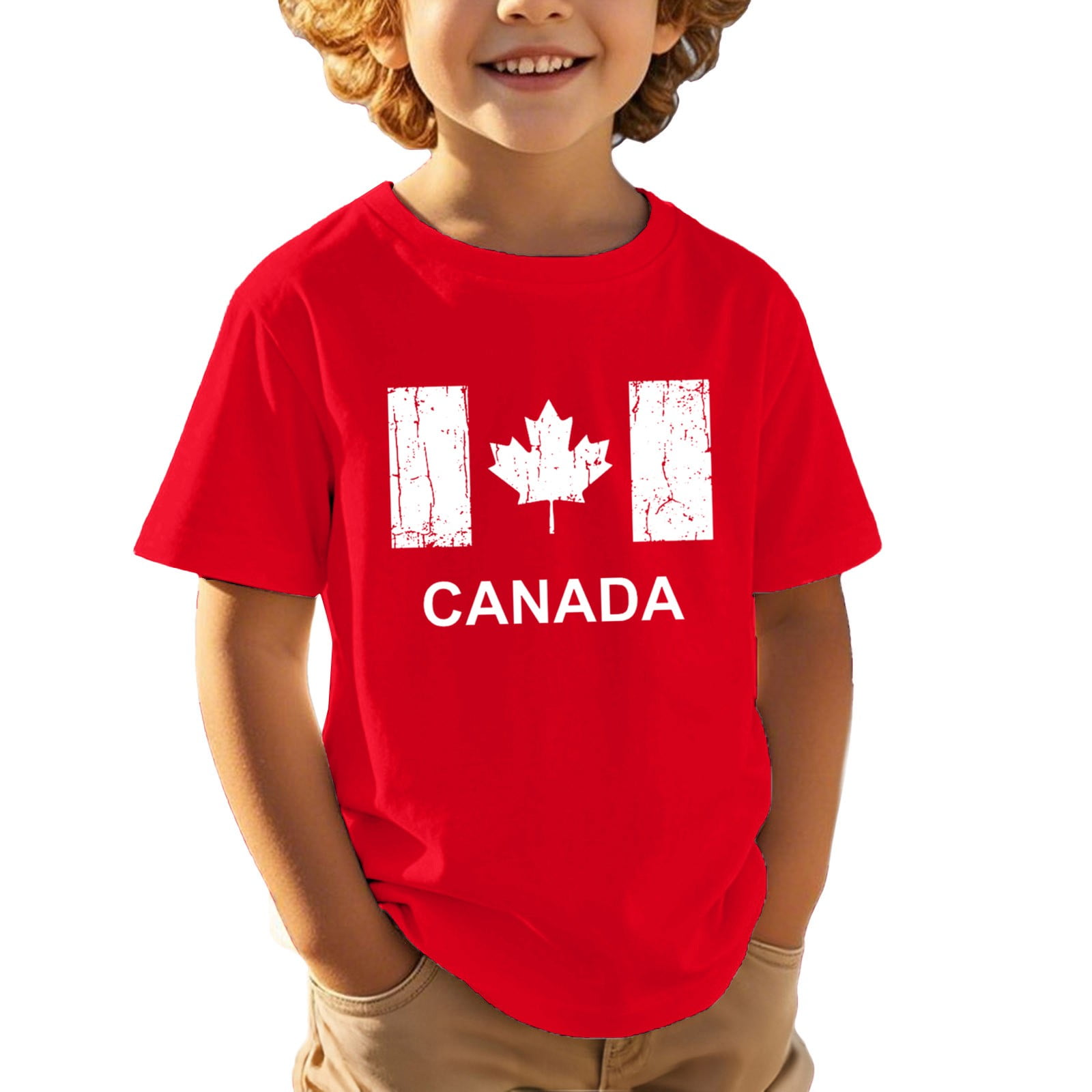 AWZXDE Canadian Maple Leaf Patriotic Boys Casual Short Sleeve T-Shirt ...