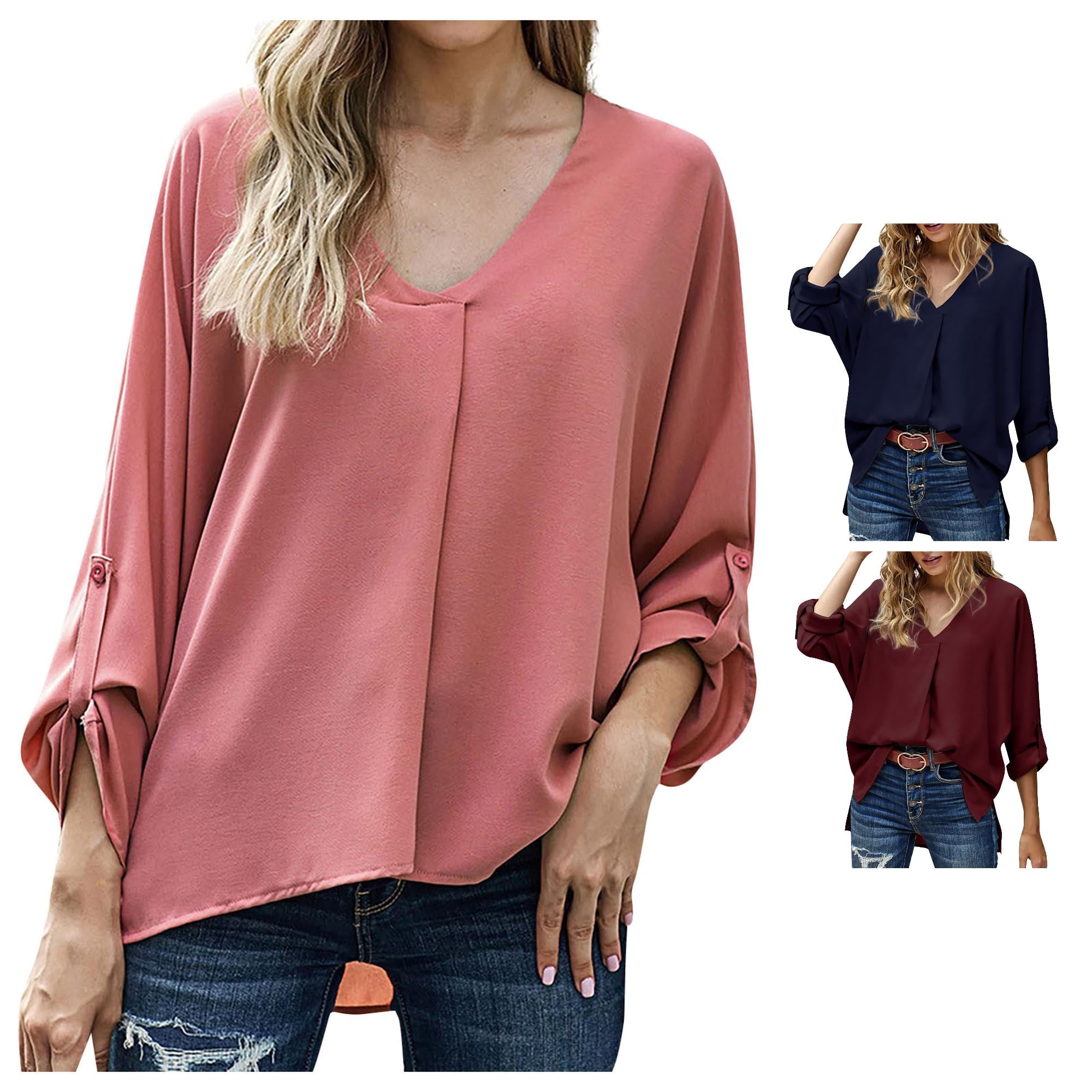 AWZXDE Casual Spring Clothes Fashion Casual Long Sleeve V Neck T Shirt ...